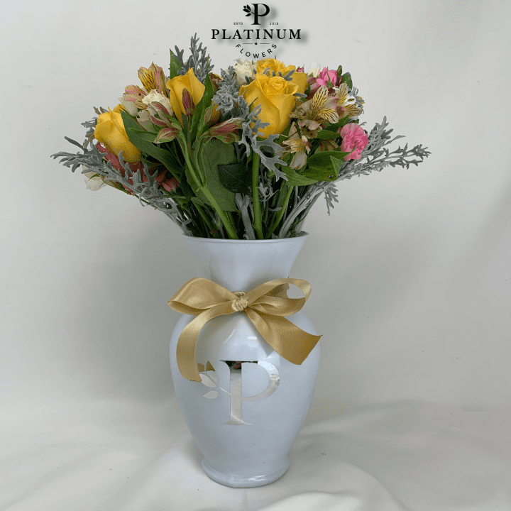 Jarron de mix de flores | Platinum Flowers